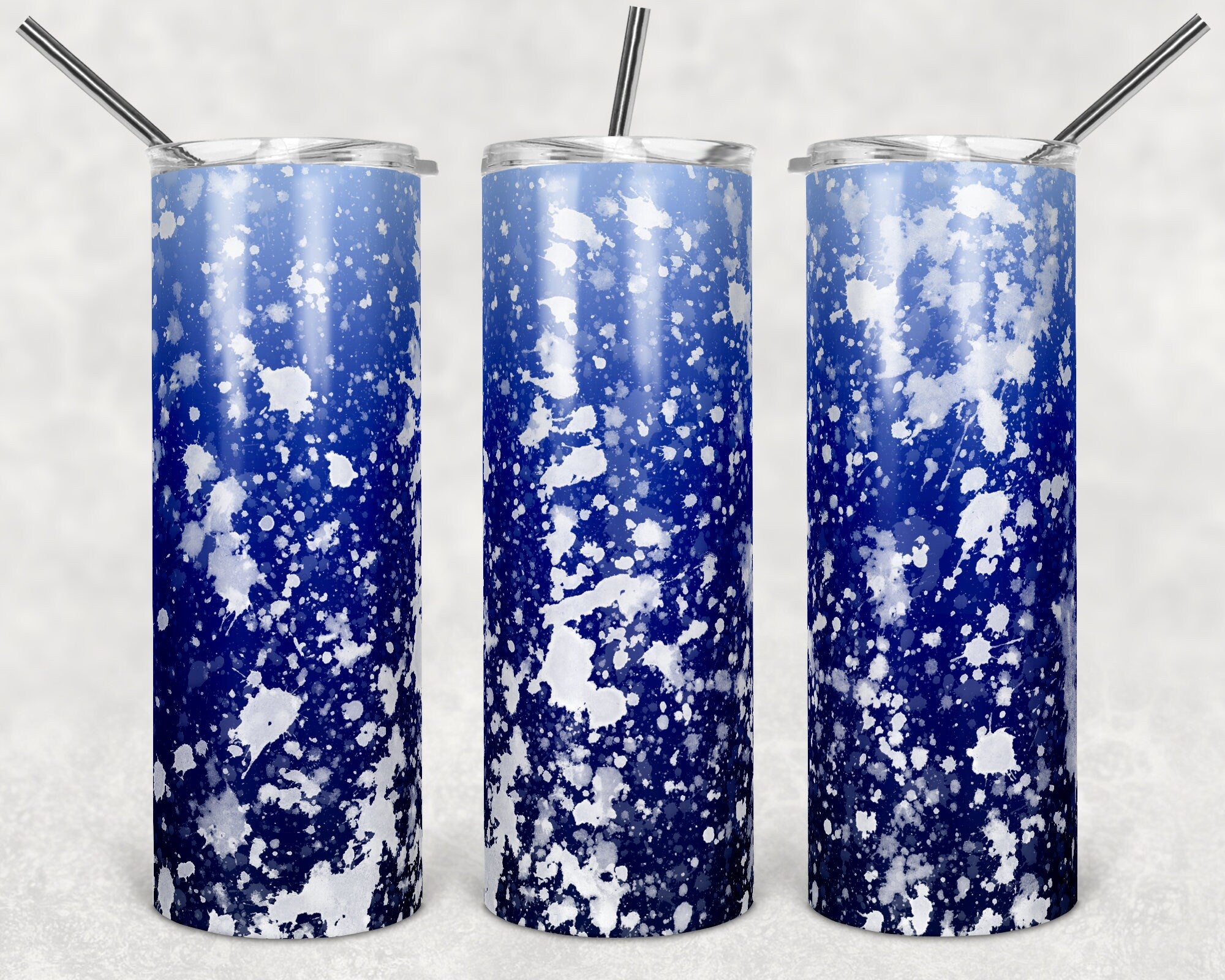 20 oz Skinny Tumbler Sublimation Design Template Blue White Power Wash ...